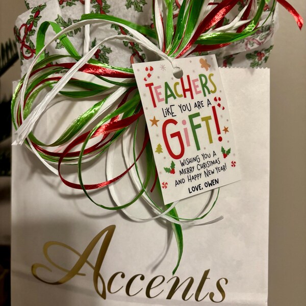 Teacher Christmas Gift Tags, Holiday Treat Bag Printable, Staff ...