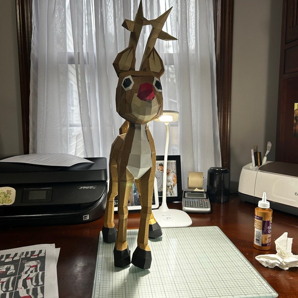 Papercraft Reindeer PDF for Printer, SVG Template for Cricut Projects ...
