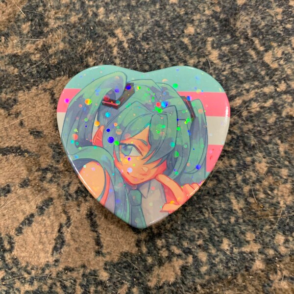 Miku Holographic Heart Buttons - Etsy