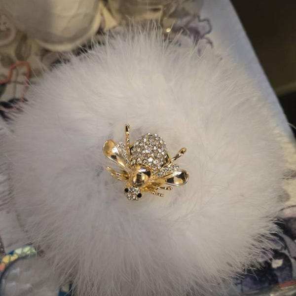 Dusty Baby Pink Body Dusting Powder Puff ~ Crystal Handle - Etsy