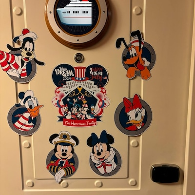 Captain Mickey Holding Family Name Banner Cruise Door Magnets - Etsy