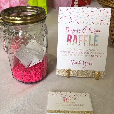 Sprinkles Diaper Raffle Sign & Ticket Insert Card for Invitation Girl ...
