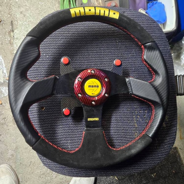MOMO Y Suede Leather D-shape Street Sport Steering Wheel 320mm 12.5in ...