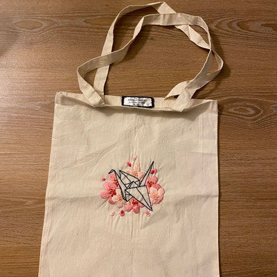 Embroidery PDF Pattern, Paper Crane Embroidery, Cherry Blossom ...