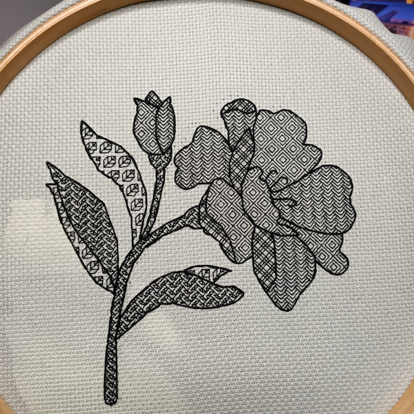 Blackwork Embroidery Pattern - Blooming Flower Inspired Embroidery ...