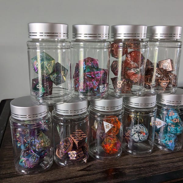 Display Bottles for 7 and 11 Dice Sets | Holds Resin and Metal Dice ...