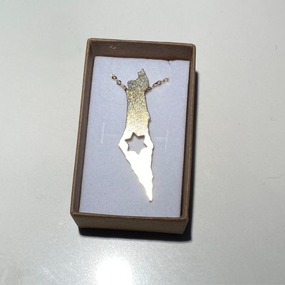 Gold Israel Map Necklace, I Heart Israel Charm, I Love Israel, Made in ...