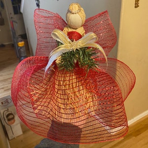 Christmas Tree Topper Raffia Angel Tree Topper Cream & | Etsy