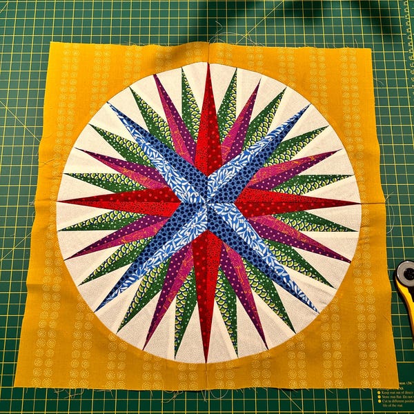 18" Diameter Mariner's Compass Quilt Block B With Alternate Star Center ...