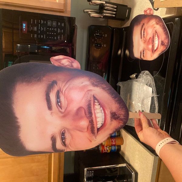 Custom Big Large Face Fans With Wooden Handle, Wedding Heads ...