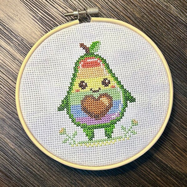 Cross Stitch Pattern Rainbow Avocado LGBT Pride DMC Chart Printable PDF ...