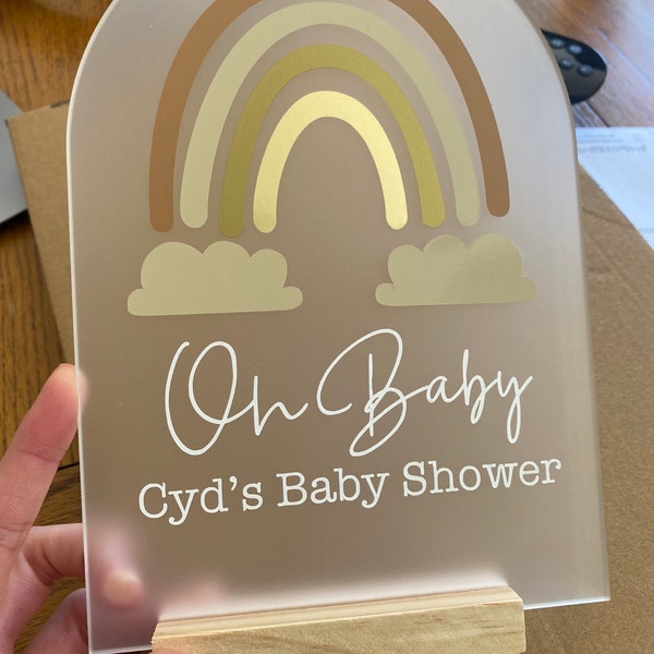 Personalised Rainbow Baby Shower Arch Sign | Frosted Acrylic Event ...