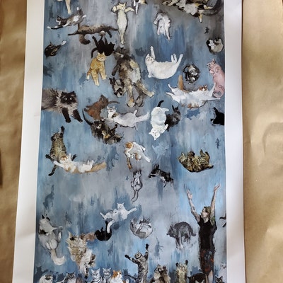 Raining Cats 18x30 Print, Internet Cats, Smudge, Lil Bub, Grumpy Cat ...