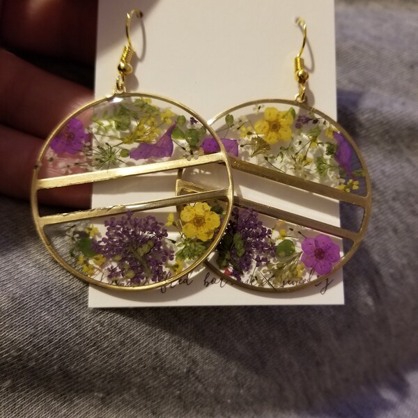 Handmade Unique Blooming Real Pressed Flower Bud Botanical Earrings - Etsy