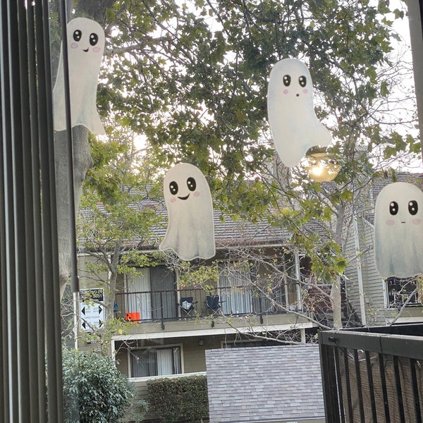 Cute White Ghosts Window Sticker Pack, Ghost Window Stickers, Halloween ...