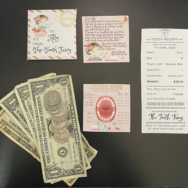 Editable Tooth Fairy Kit Letter Pouch Receipt Tooth Guide and Envelope ...