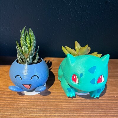 Painted Bulbasaur and Oddish Planters With Live Succulents/cacti two ...