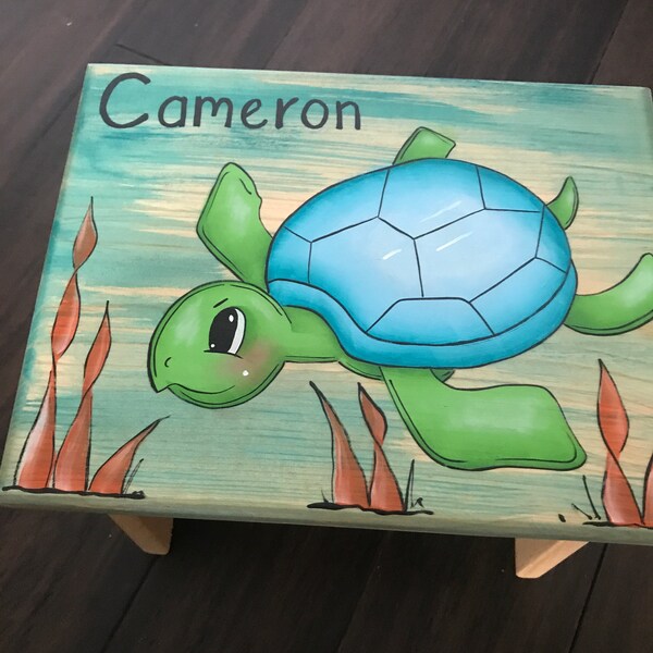 Sea Turtle Step Stool, Personalized Step Stool, Kids Stool, Turtle ...