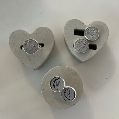 8 in 1 Heart Rings Holder Silicone Mold , Square Round Shape Rings ...