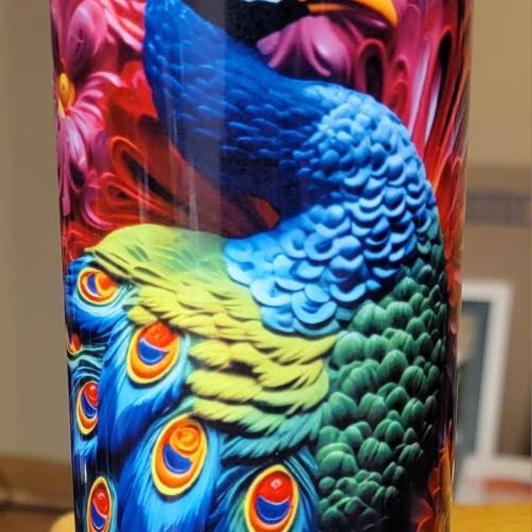 3D Peacock Tumbler Wrap, 20oz Skinny Tumbler Sublimation Design ...