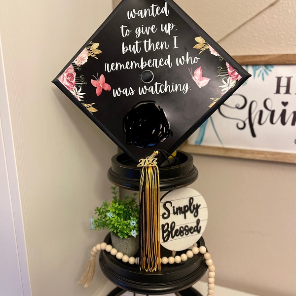 Printable Grad Cap Topper, DIY Graduation Cap Topper, Wanted to Give Up ...