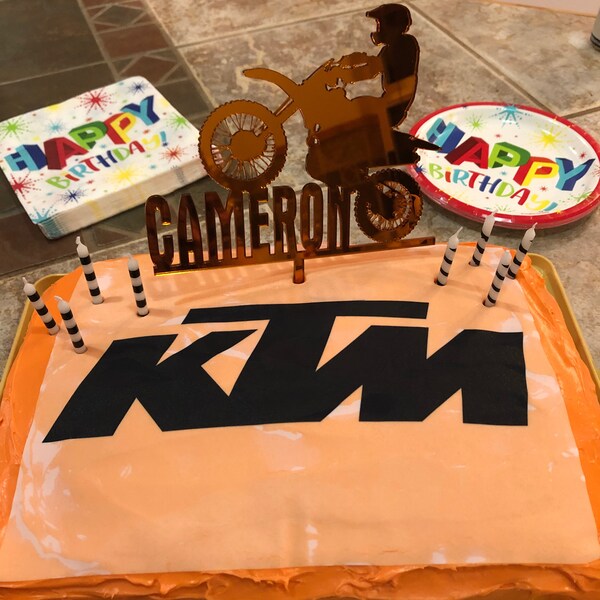 Dirt Bike With Name Birthday Cake Topper | off Road Motorcross Cake ...