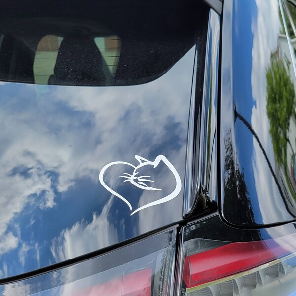 Cat Heart Vinyl Decal - Etsy