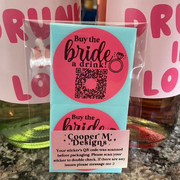 Buy the Bride a Drink Sticker, Bachelorette Party Favor, Venmo QR Code ...