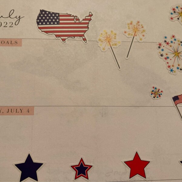 Stars & Stripes Sticker Sheet - Themed Stickers for Your Bullet Journal ...