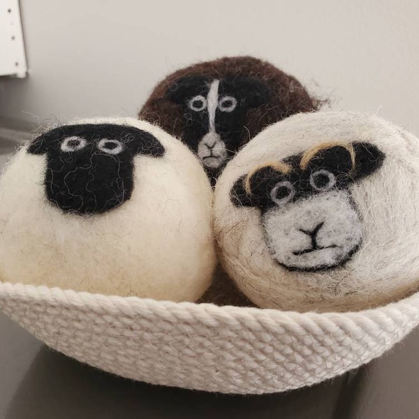 Wool Dryer Balls, Pack of 3 Classic Mixed Sheep Felted Laundry Balls ...