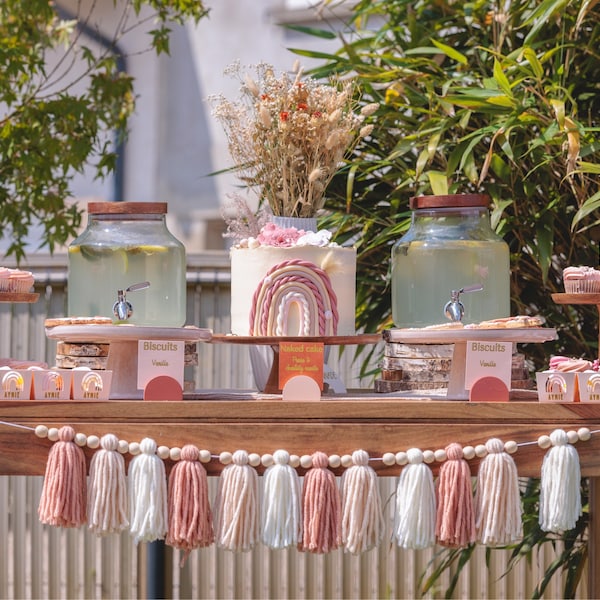 Boho Pastel Garland, Birthday Party Decor, Cake Smash Photo Prop ...