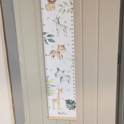 Safari Animal Height Chart, Personalised Jungle Growth Chart, Kid ...
