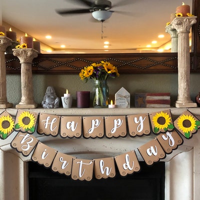Sunflower Happy Birthday Banner - Etsy