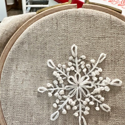 Five Snowflakes Christmas Embroidery Pattern Video Tutorial, Beginner Embroidery PDF Pattern ...