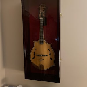 Violin Display Case Cabinet Wall Rack Hanger for Instrument and Bow W ...