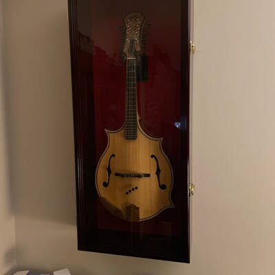 Violin Display Case Cabinet Wall Rack Hanger for Instrument and Bow W ...
