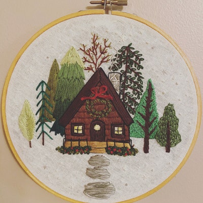 COSY CABIN Instagram STITCHALONG Winter Cosy Cabin Embroidery Pattern ...