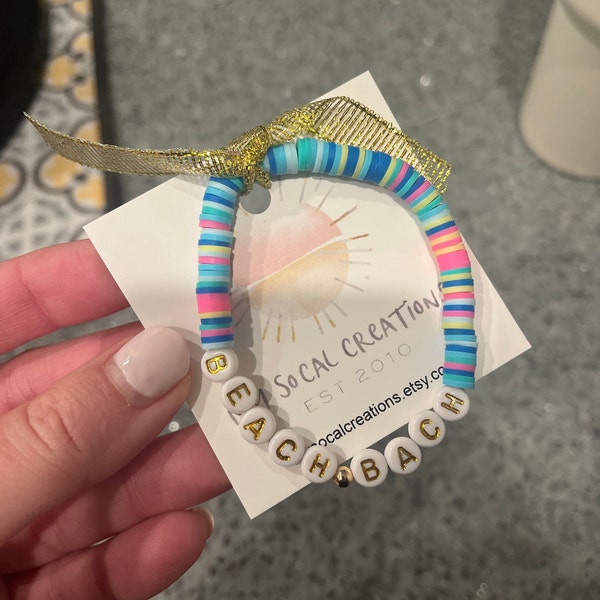 Heishi Bracelet, Heishi Name Bracelet, Beach Bracelet, Bracelet for Women, Stackable Bracelet ...