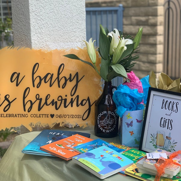 Editable Custom Baby is Brewing Sign Brewing Baby Shower Decor Table ...