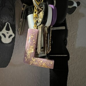 Custom Initial Keychain Pastel & Gold Letter Keychain - Etsy