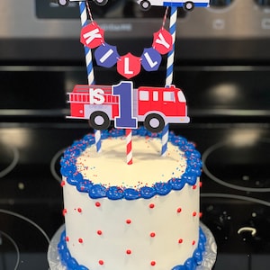 First Responder Cake Bunting Topper and Mini Age Fire Truck Cake Topper ...