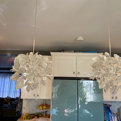 Kitchen Pendant Lighting With Clear and White Flowers and - Etsy