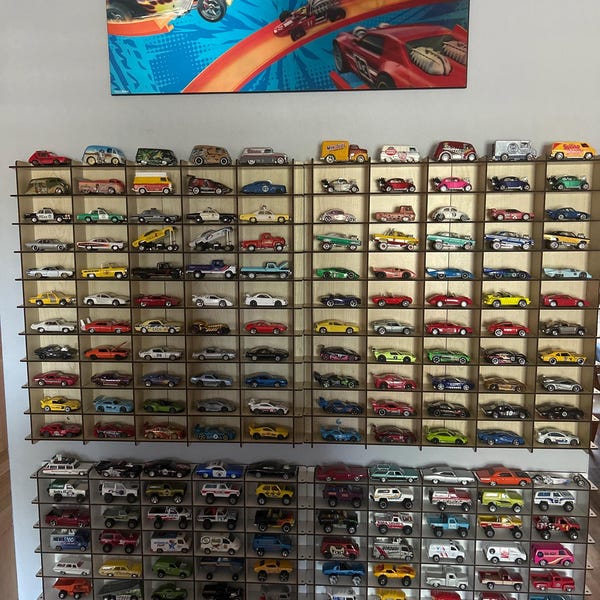 1:64 Toy Car Wall Shelf, Hotwheels, Matchbox Compatible Display Case ...
