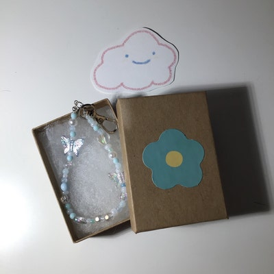 Cute Clear and Blue Phone Charm Keychain Strap AirPod Backpack - Etsy