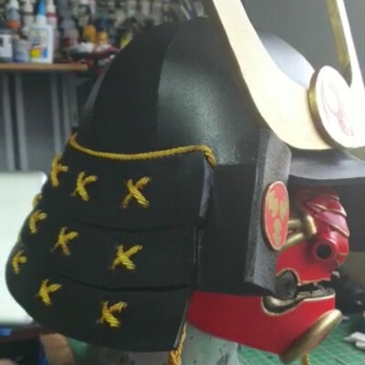 DIY Samurai Eva Foam Helmet Kabuto Template Pattern Blueprint Vector ...