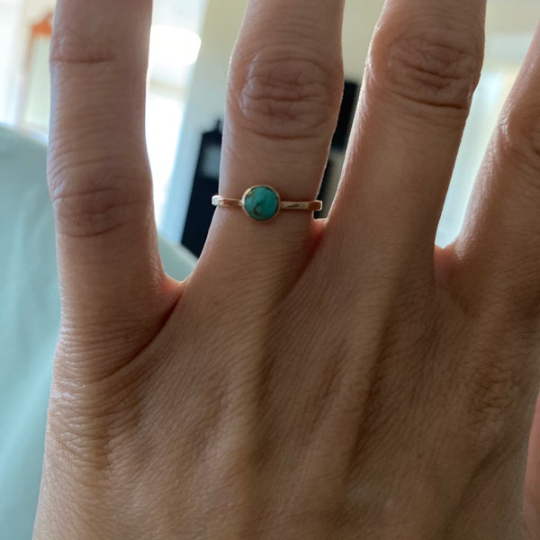 Turquoise Ring Gold Stackable Ring - Gemstone Ring - Real Turquoise ...