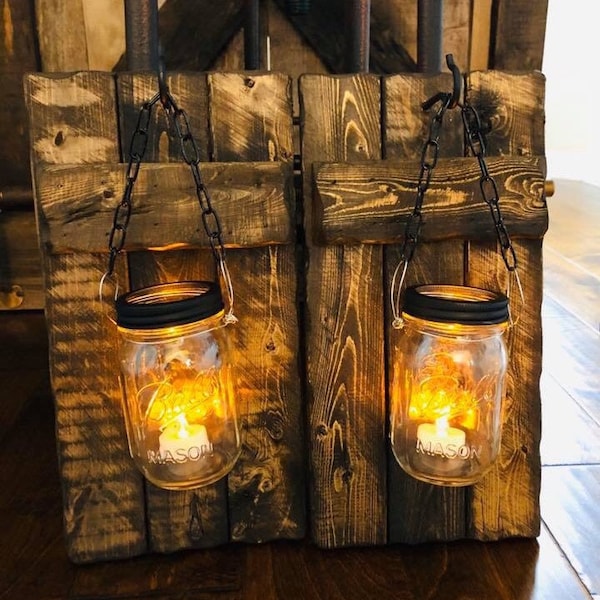 Rustic Home Decor, Rustic Candle, Sconce, Home and Living, Mason Jar ...