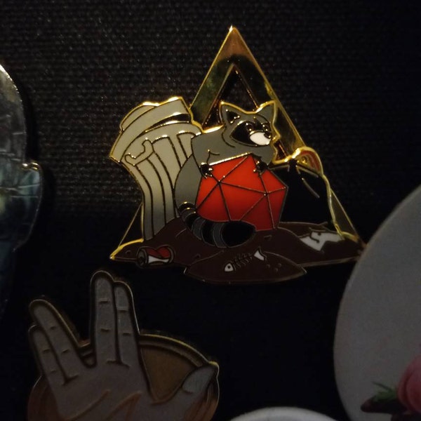 Raccoon With D20 Pin - Trash Rolls RPG Pin - Hard Enamel Pin - Etsy