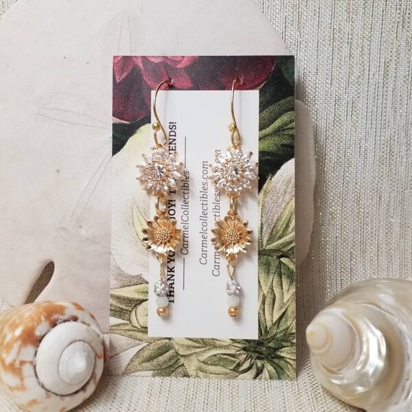 6pcs Dainty Sunflower Connectors Charm,gold Flower Pendant,sun Flower ...