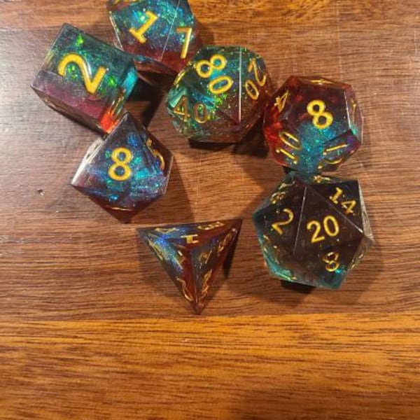 Green Lightning DND D20 Dice, Resin Sharp Edge Dice Set, D&D Dice Set ...